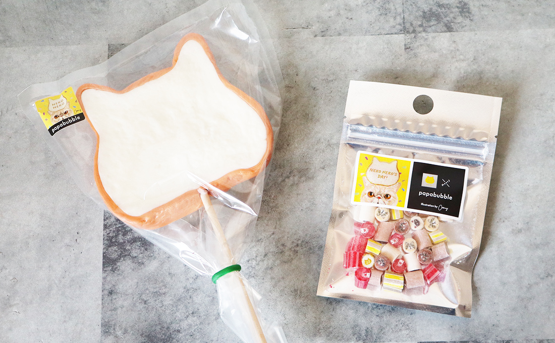 【試食レポ】「ねこねこ」×「PAPABUBBLE」初コラボ！「ねこねこ食パン」が実寸大サイズのキャンディに！『ねこねこ食パンロリポップ』などコラボ商品を1/30（木）より新発売！ | Foooood